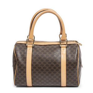 Céline | Bags | Celine Mini Boston Bag In Brownbeige Macadam Coated ...